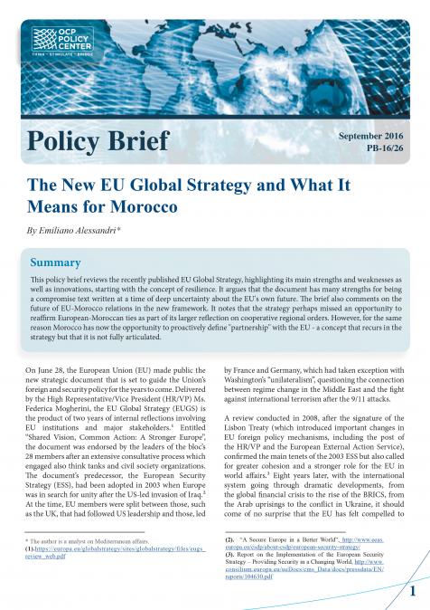 The New EU Global Strategy and What It Means for Morocco